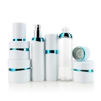 China A set of large size cosmetic plastic vacuum pump bottle with rose gold shoulder, lotion bottle, cream bottle, cosmetic b for sale