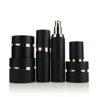 China A set cosmetic plastic vacuum pump bottle with rose gold shoulder，silver shoulder , cosmetic Jar for sale