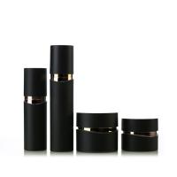 China A set cosmetic plastic vacuum pump bottle with rose gold shoulder，silver shoulder , cosmetic Jar for sale