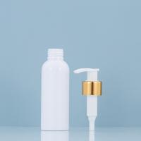 China 100ml white pump bottle shampoo white bottle body with gold/silver pump head for sale