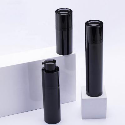 China 15ml 30ml 50ml cosmetic black airless bottle packaging airless bottle black cosmetic pump bottle for sale