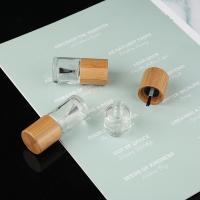 China 5ml/10ml/15ml nail polish bottle with bamboo lid, transparent frosted glass bottle with brush for sale