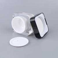 China 30ml 50ml square rotating airless bottle, square round corner cream bottle, black and white acrylic bottle set for sale