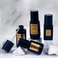 China 30ML/50ML luxury push botton flat shoulder frosted glass dropper bottle for cosmetic press button essential oil bottle for sale