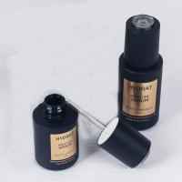 China 30ML/50ML luxury push botton flat shoulder frosted glass dropper bottle for cosmetic press button essential oil bottle for sale