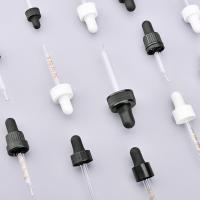 China Silicone glass dropper cap PP essential oil bottle dropper, customized tube length plastic head dropper cover with scale for sale