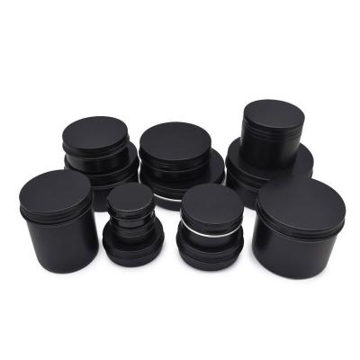 China 5ml --200ml Black Round Aluminum Can Christmas Candle Containers Empty Pomade Packaging Lip Balm Tin for sale