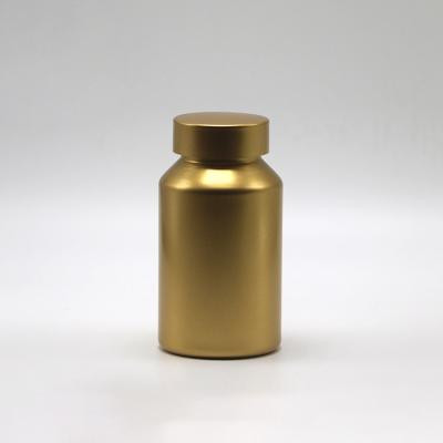 China Gold 150ml PET Capsules Tablets Pills Bottle Plastic Medicine Bottle With Plastic Screw Cap for sale
