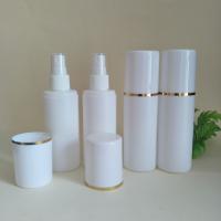 China 15ml 30ml 50ml white airless pump lotion bottle with gold Line and clear cap ,50 ml vacuum Cosmetic Container for sale