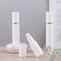 China 15ml 30ml 50ml white airless pump lotion bottle with gold Line and clear cap ,50 ml vacuum Cosmetic Container for sale