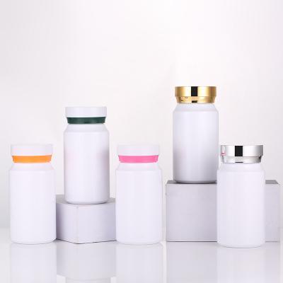 China 150cc Plastic bottle pharma grade plastic pill capsule bottle with golden cap for sale