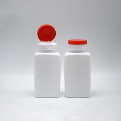 China 100ml 120ml 190ml HDPE Flip Top Cap Plastic Pill Capsule Bottle Custom square Healthcare Medicine Plastic Container for sale