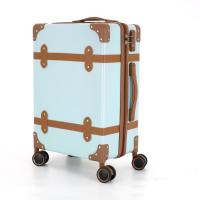 China Lightweight PC Leather Hard Shell Trolley Luggage Vintage Suitcase with TSA Lock Durable Carry-On Baggage Have Drawbars for sale
