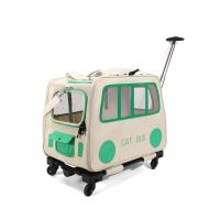 China 210D Polyester Bus-Shaped Rolling Pet Carrier for sale
