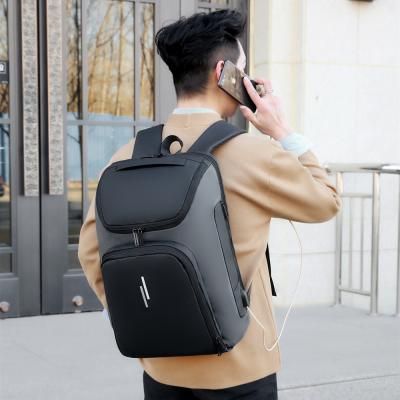 China Business Leisure Blue Grey Anti-Theft Waterproof Computer Backpack with Nylon Lining Material and Zipper Closure for sale