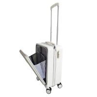 China 20inch PC Luggage with Spinner Wheels Durable White ABS Travel Baggage Suitcase featuring Front Open Zipper at Reasonable for sale