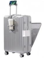 China Front-Opening Hardshell Carry-On Suitcase with USB Port and Cup Holder for sale