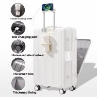 China Front-Opening Hardshell Carry-On Suitcase with USB Port and Cup Holder for sale