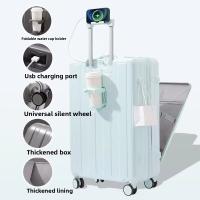 China Front-Opening Hardshell Carry-On Suitcase with USB Port and Cup Holder for sale