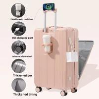 China Front-Opening Hardshell Carry-On Suitcase with USB Port and Cup Holder for sale