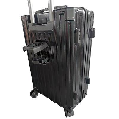 China Fashionable Multi-Functional Lightweight PC Carry-On Luggage with Cup Holder and Hanger TSA Lock Aluminum Alloy Trolley for sale