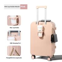 China Customized Logo Business Suitcase with Silent Spinner Wheels TSA Lock Soft Handle Cup Holder Design Luggage for sale