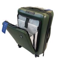 China Easy Travel Front Open Luggage Suitcase with PU and Laptop Pocket Drawbars Included Black Color for sale