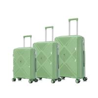 China Green PP Modern Style Waterproof Lightweight Luggage with TSA Lock Durable Hard Shell Suitcase for Travel for sale