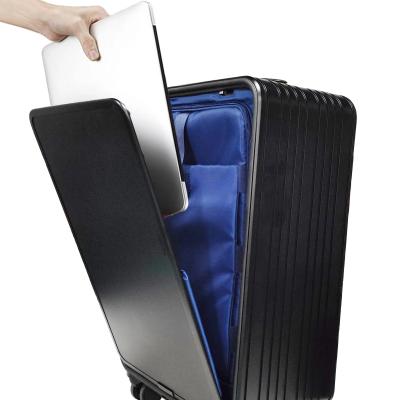 China Unisex Luxury Travel Luggage Sets PC Carry-on Spinner Suitcases with TSA Lock Front Open end Holiday Travel Solution for sale