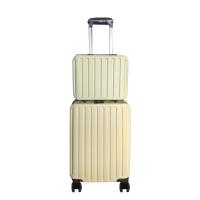 China Yellow Cabin Luggage Unisex PC Carry-on Sets With Cosmetic Case Hard Shell Trolley Suitcase Luggage Spinner Caster 12