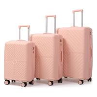 China 3-Piece Modern Stylish Chevron-Ribbed PP Luggage Set for sale
