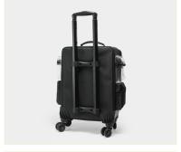 China Large Capacity 3-Tier Rolling Makeup Case with Clear Pockets, Oxford Cloth Cosmetic Trolley for Salon and Travel for sale