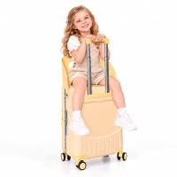 China Kids Ride-On Hard Shell Suitcase with Folding Seat Back, Front Opening, Brake Spinner Wheels and USB Type-C Ports for sale