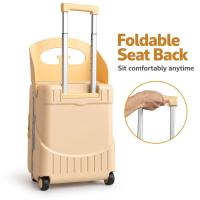 China Kids Ride-On Hard Shell Suitcase with Folding Seat Back, Front Opening, Brake Spinner Wheels and USB Type-C Ports for sale