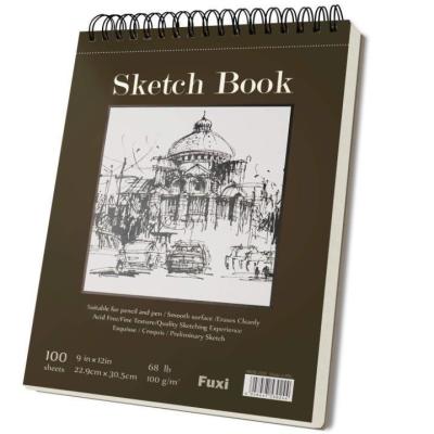 China A5 Spiral Bound Sketch Book 100 Sheets Acid Free Drawing Paper 9x12 Inches for Artists for sale