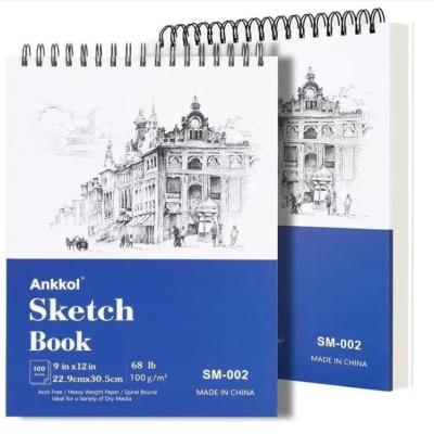 China A5 Spiral Bound Sketchbook 100 Sheets Acid Free Drawing Paper 9x12 Inches for Adults Teens for sale