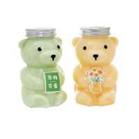 China 350ml 400ml 700ml Customize Pet Plastic Bear Shape Juice Bottle with Screw Cap and Straps for sale