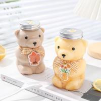 China 450ml Plastic Cute Bear Disposable Juice Bottle for Christmas Beverage Milk Packaging for sale