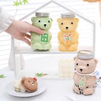 China 450ml Plastic Cute Bear Disposable Juice Bottle for Christmas Beverage Milk Packaging for sale