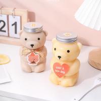 China 450ml Plastic Cute Bear Disposable Juice Bottle for Christmas Beverage Milk Packaging for sale