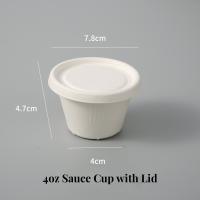 China 4oz Compostable Sugarcane Bagasse Sauce Cup with Flexographic Printing and Lid for sale