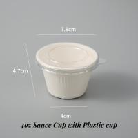 China 4oz Compostable Sugarcane Bagasse Sauce Cup with Flexographic Printing and Lid for sale