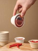 China 4oz Compostable Sugarcane Bagasse Sauce Cup with Flexographic Printing and Lid for sale