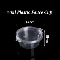China Custom Logo 35ml/50ml/75ml/100ml PP Plastic Cup Disposable Sauce Cup with Plastic Lid for sale
