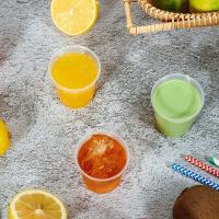 China Disposable PP Plastic Cup 3.5 Oz 100 Ml Various Size Juice Drinking with Customized Logo for sale