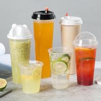 China Custom Logo Is 16oz 20oz PP Plastic Disposable Fruit Milk Bubble Tea Cup with Lids for sale