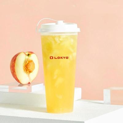 China Customized Bubble Tea Cup Clear PP Disposable Plastic Cup with Lid and Custom Logo for sale
