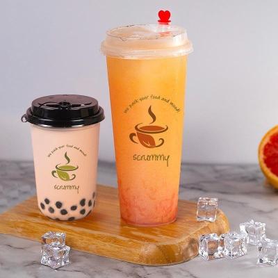 China Custom Logo 12oz 16oz 20oz 24oz Disposable PP Plastic Bubble Boba Milk Tea Cup with Lid for sale