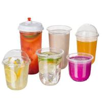 China 32oz 16 Oz Bubble Tea Cups with Lids Custom Disposable PP Clear Plastic Drinking Cup for sale