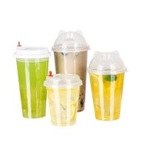 China 700ml 500ml 360ml Capacity Injection PP Plastic Bubble Tea Cups with Cup Lid Drinking Cup for sale